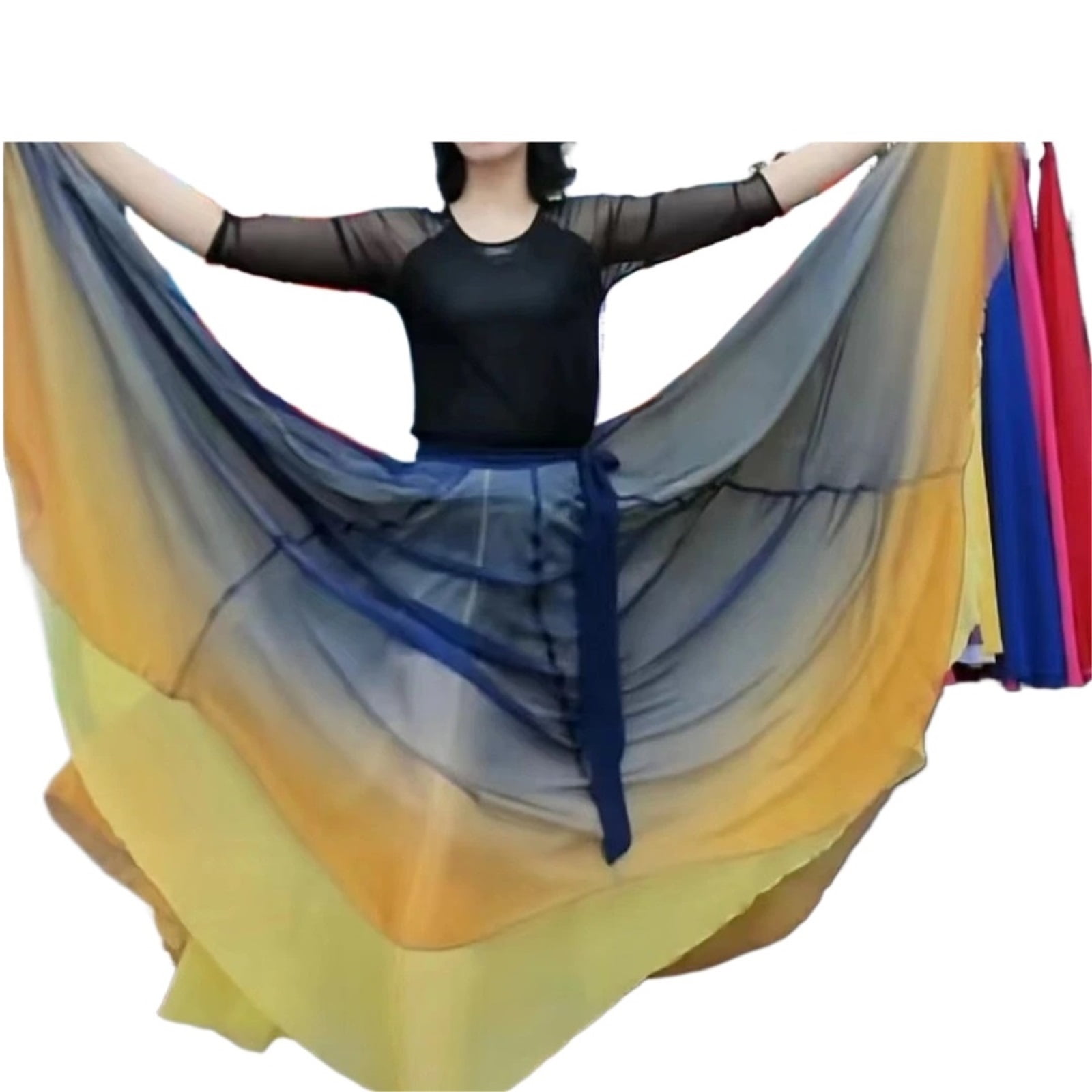 Flowy Satin Dance Skirts Classical Dance Wear Chiffon Single-tier One ...