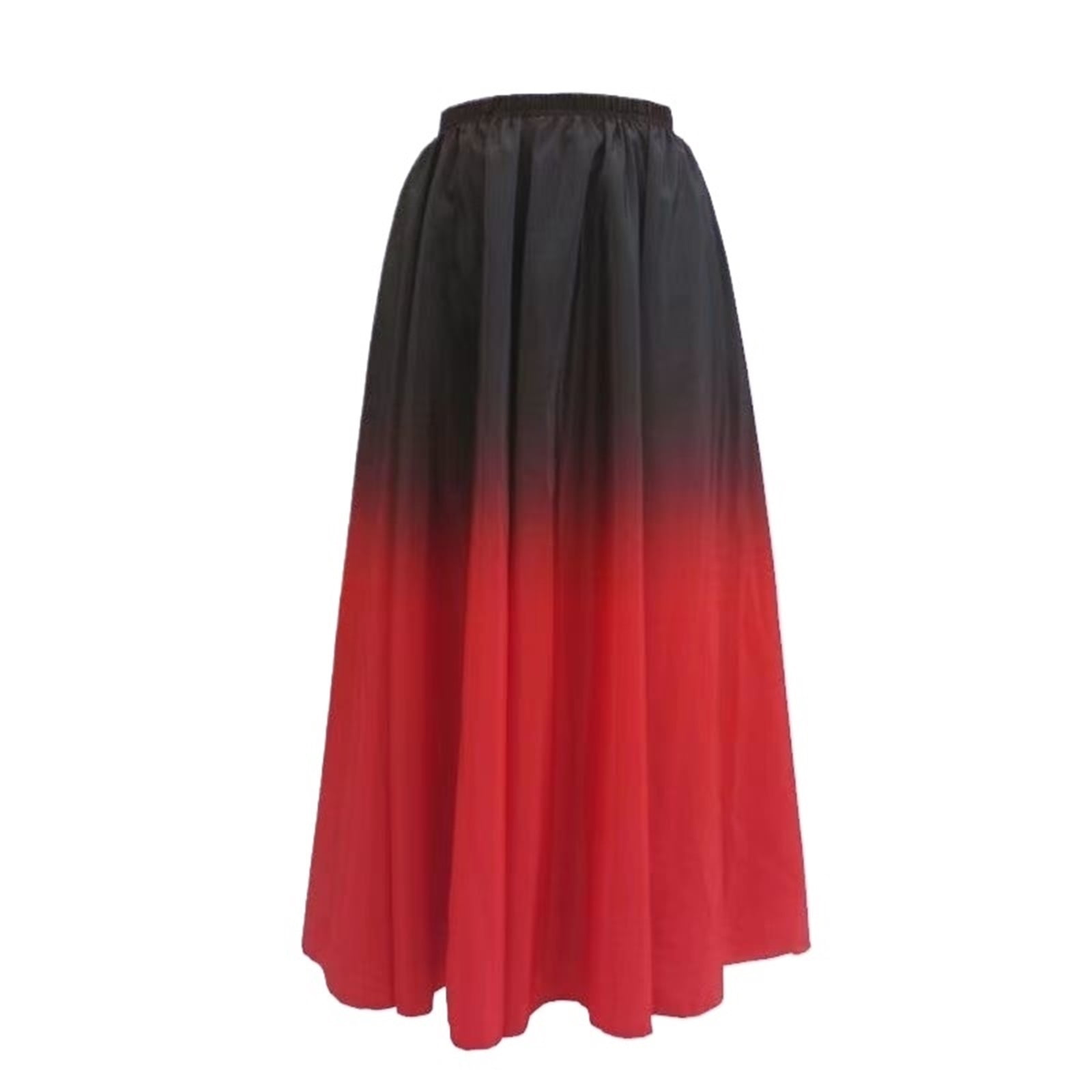 Flowy Satin Dance Skirts Dance Performer Dresses For Women Stage ...