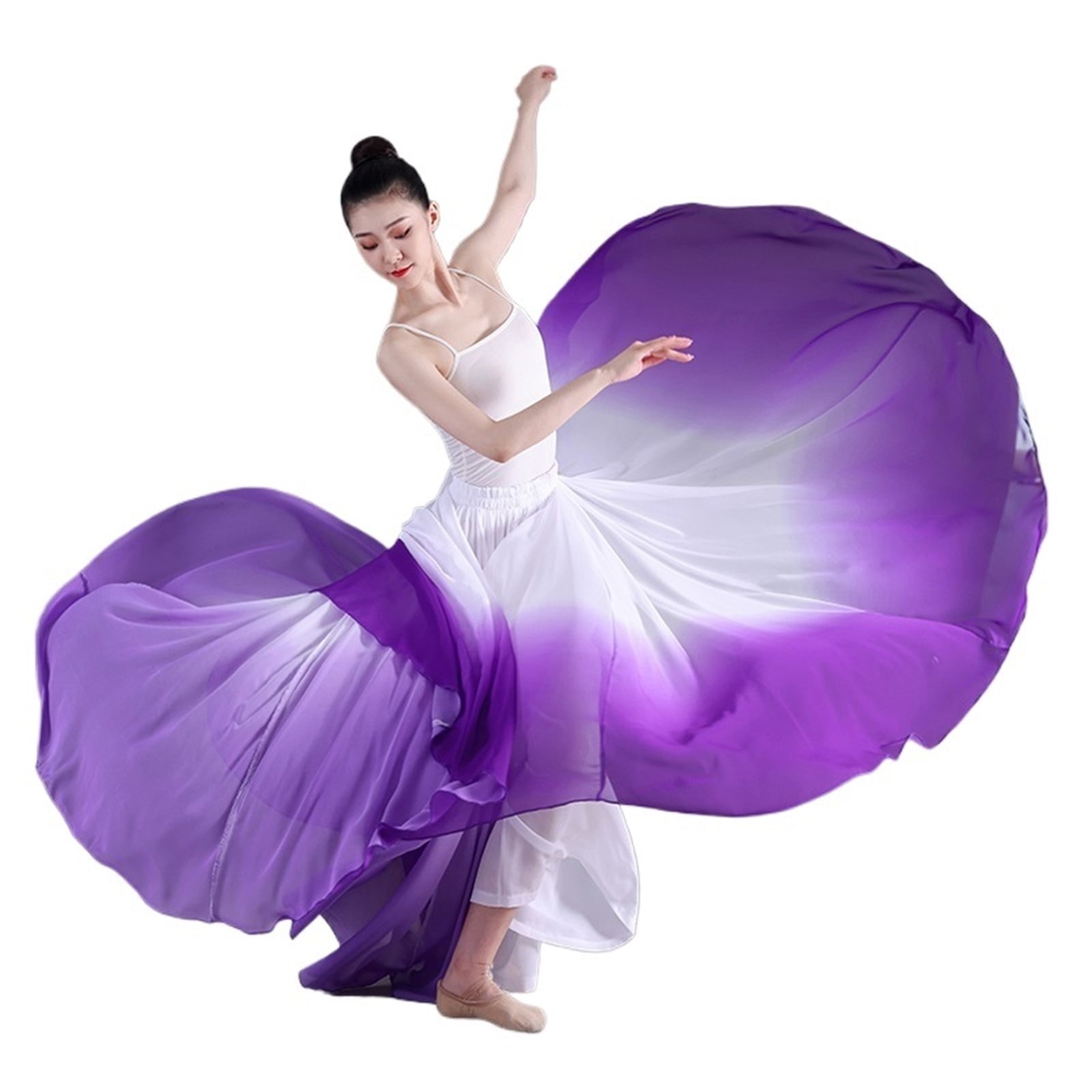Flowy Satin Dance Skirts Women Classical Dance Skirts Practice Costume ...
