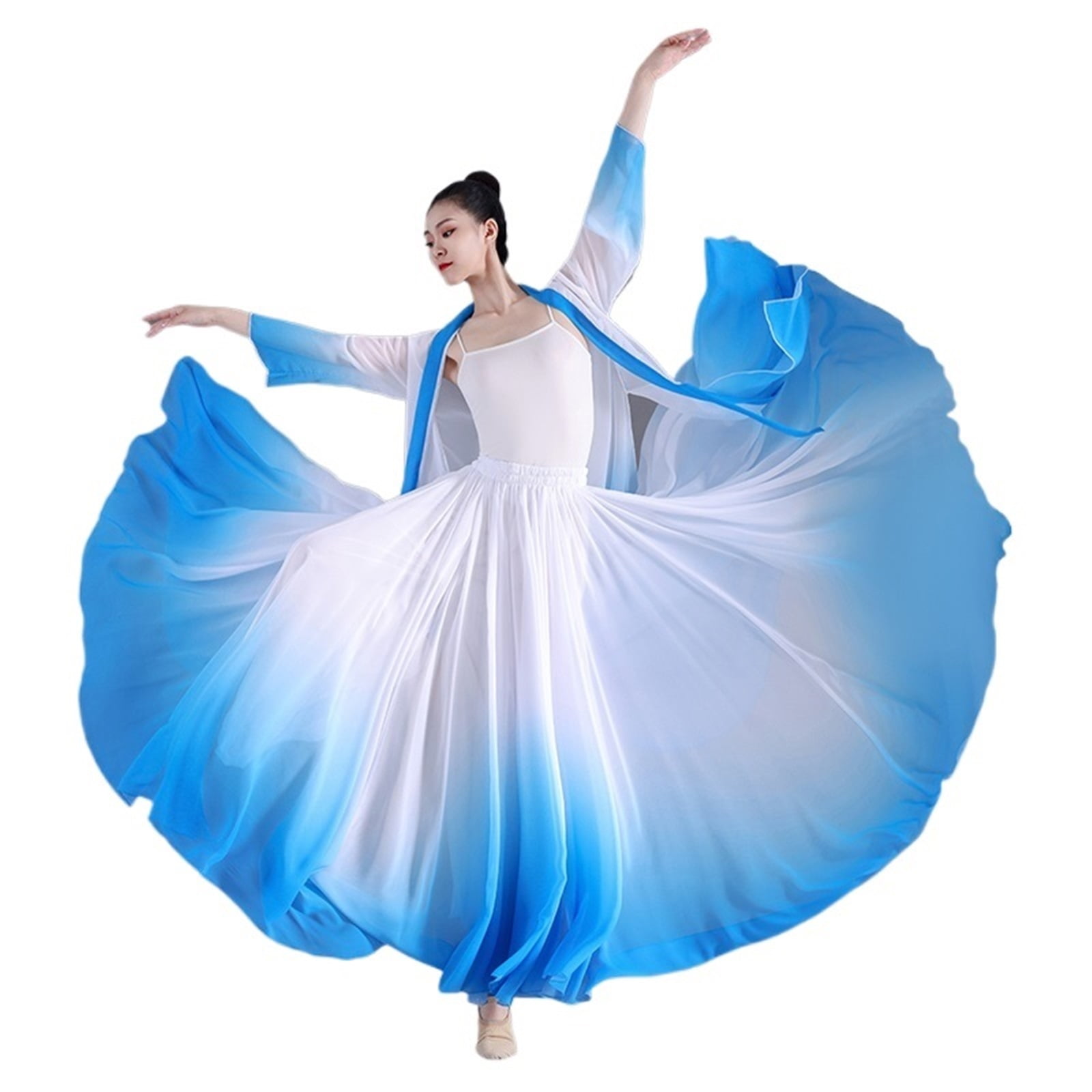Flowy Satin Dance Skirts Women Classical Dance Skirts Practice Costume ...