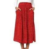 Flowy Skirts for Women Stylish Floral Print Pleated Skirt with Pocket ...