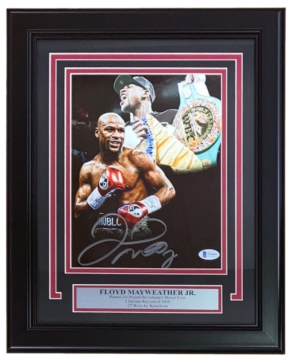 Floyd Mayweather Jr Signed Framed 8x10 Titles Collage Photo BAS ...