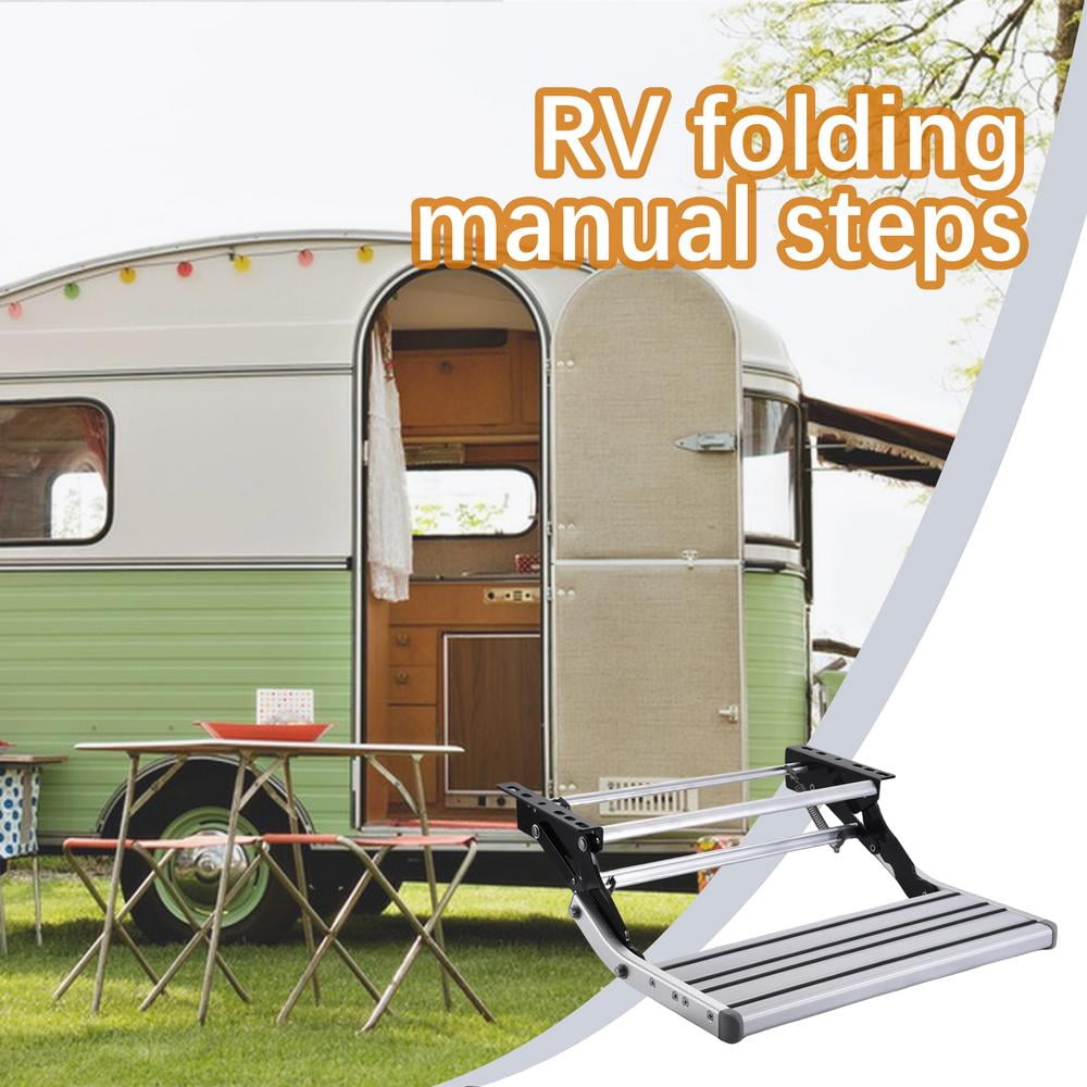 Flroha 19" Double Manual RV Step Assembly, 7" Rise, 330 lbs. Anti-Slip ...