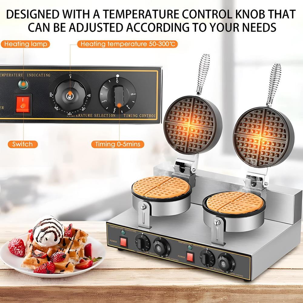 Flroha 2 Pan Mini Waffle Maker - 100V Commercial Waffle Mold, Nonstick ...