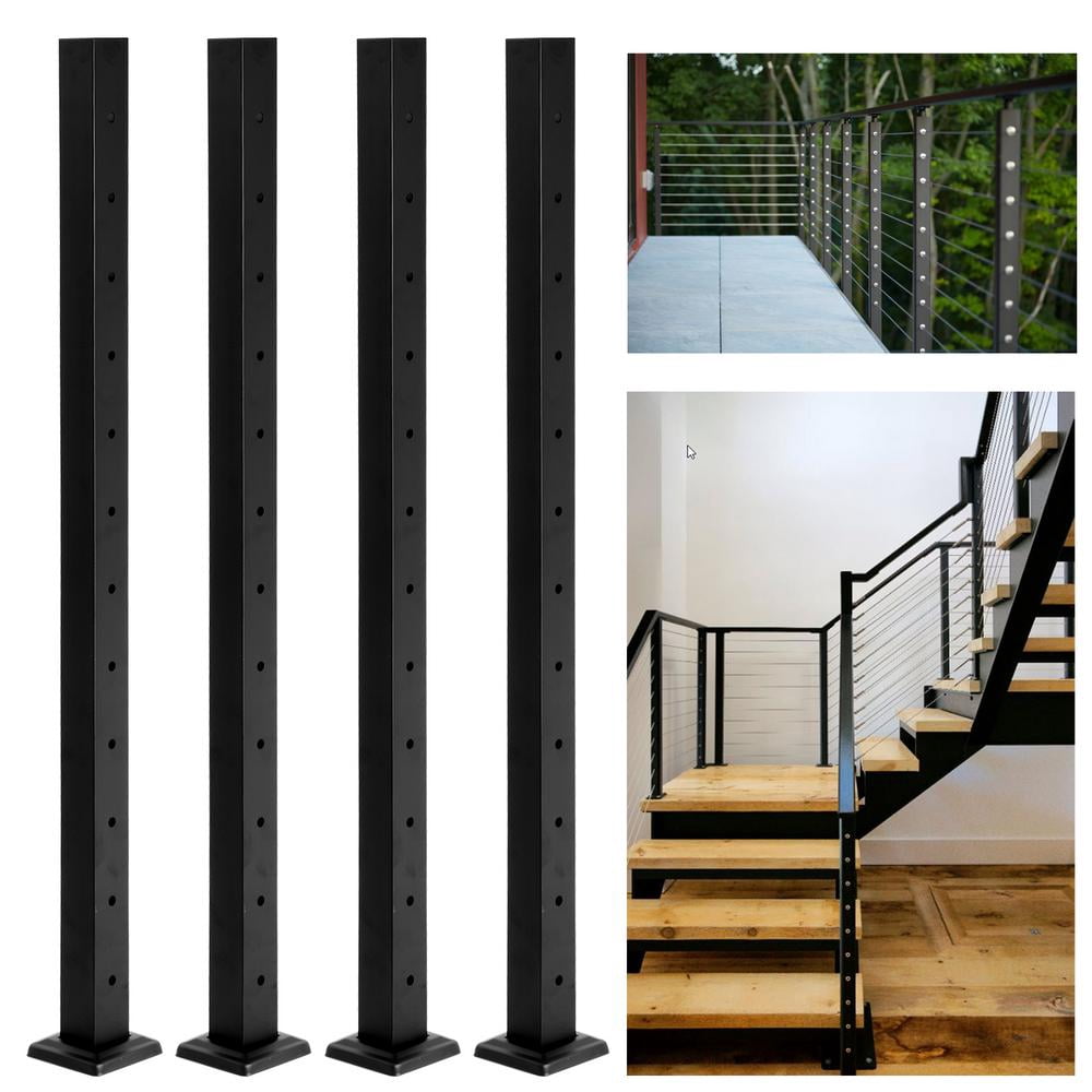 Flroha 4Pack 41" Cable Railing Post Kits, Fixed Top Mount Levels ...