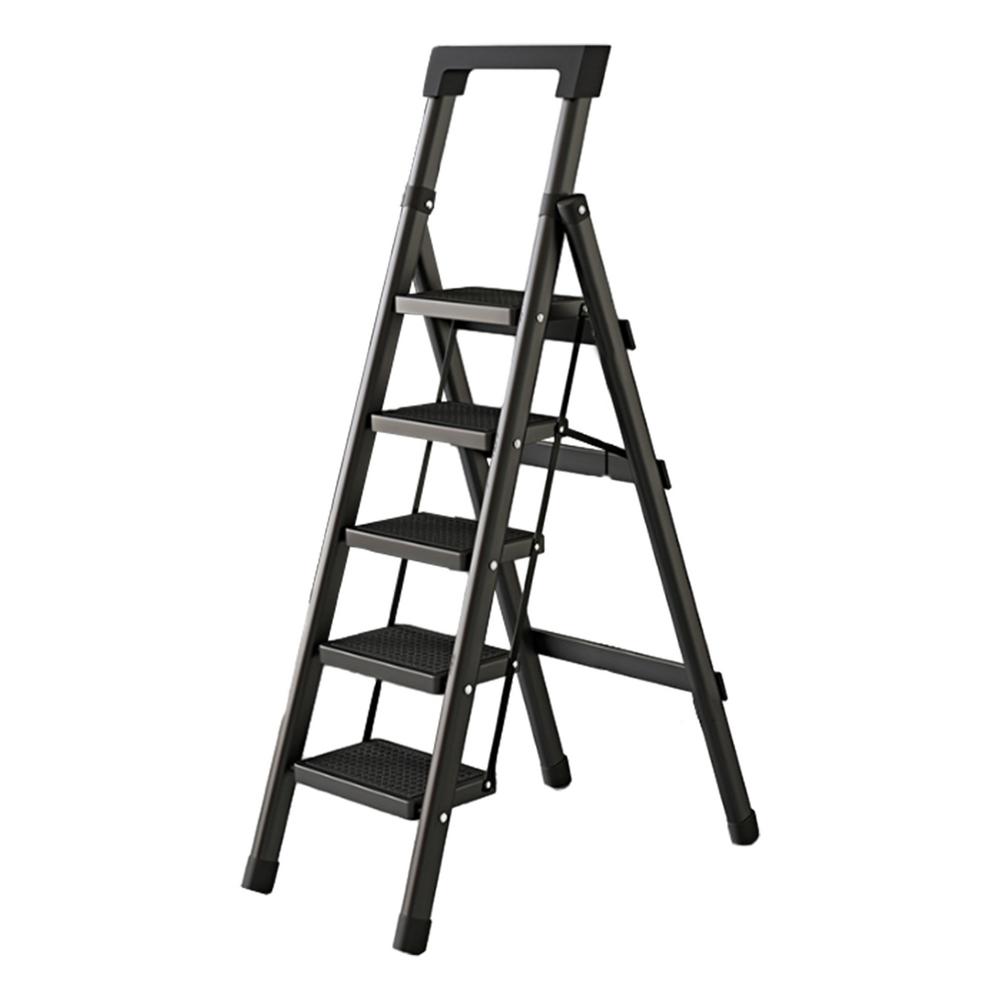 Flroha 5 Black Folding Ladder , Safety Ladder, Heavy-Duty Sturdy Safety ...
