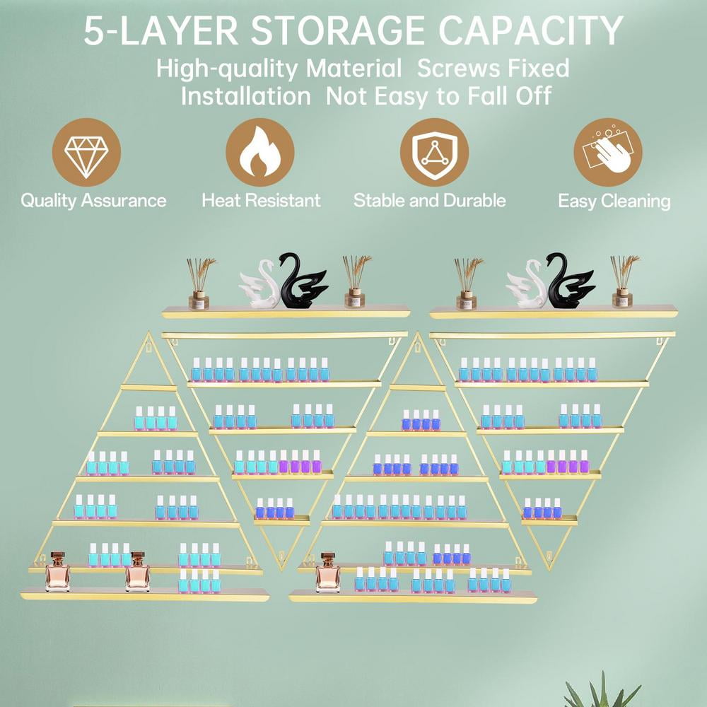 Flroha Makeup Shelf for Wall 5-Tier Floating Shelves Triangular for ...