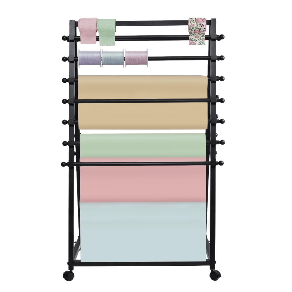 Flroha Ribbon Rack Metal Ribbon Storage Rack with Wheels Large Capacity ...