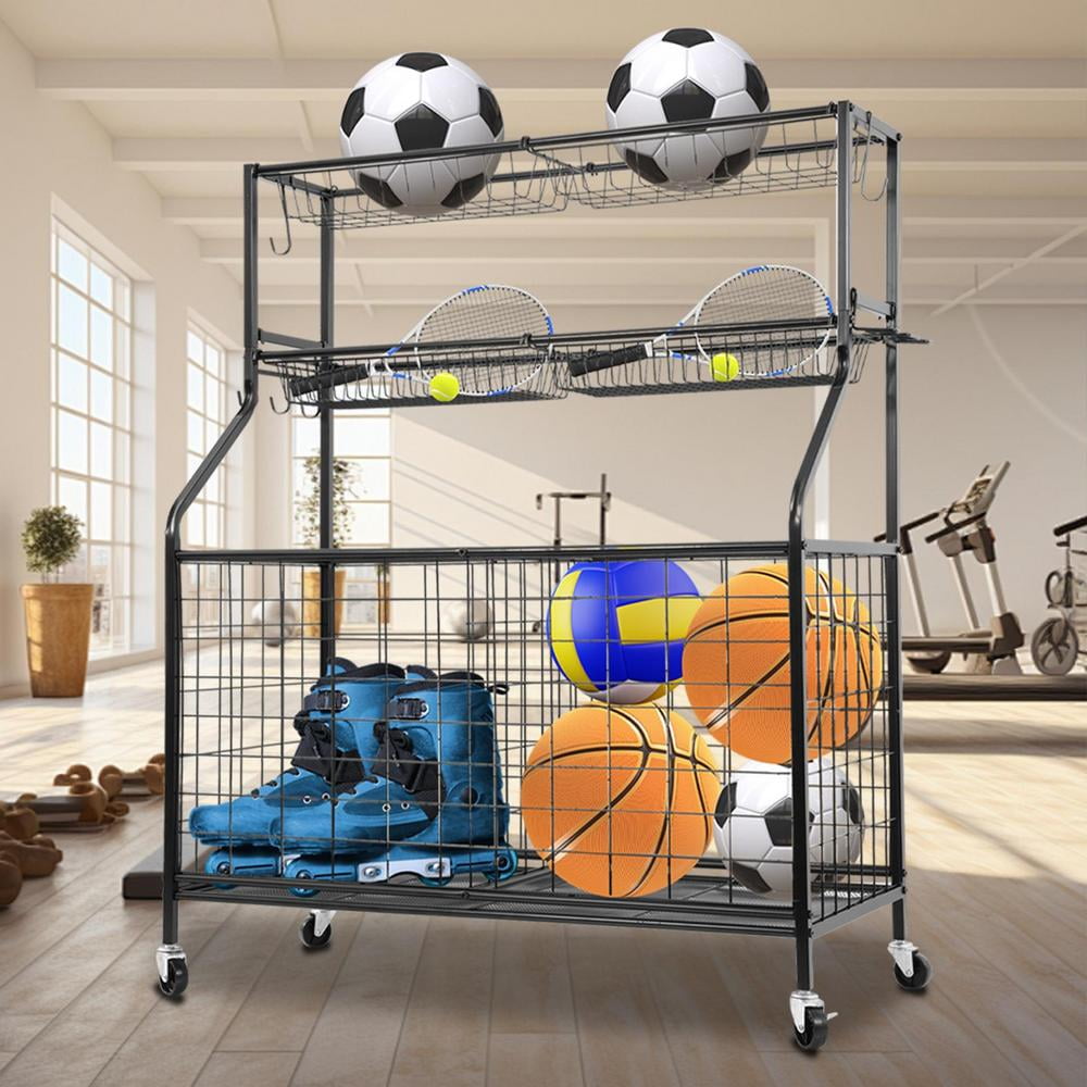 Flroha Sports Equipment Organizer, Ball Storage Rack, Garage Ball ...