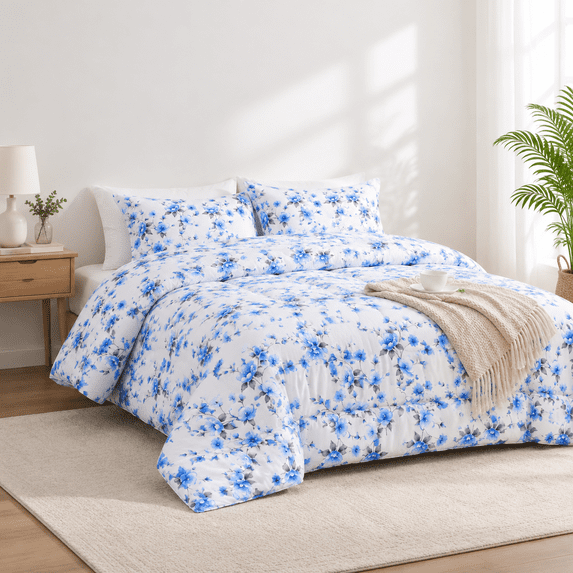 Flsizeforter Sets Gradient Blue Flower Patterned Bed In A Bag For All ...
