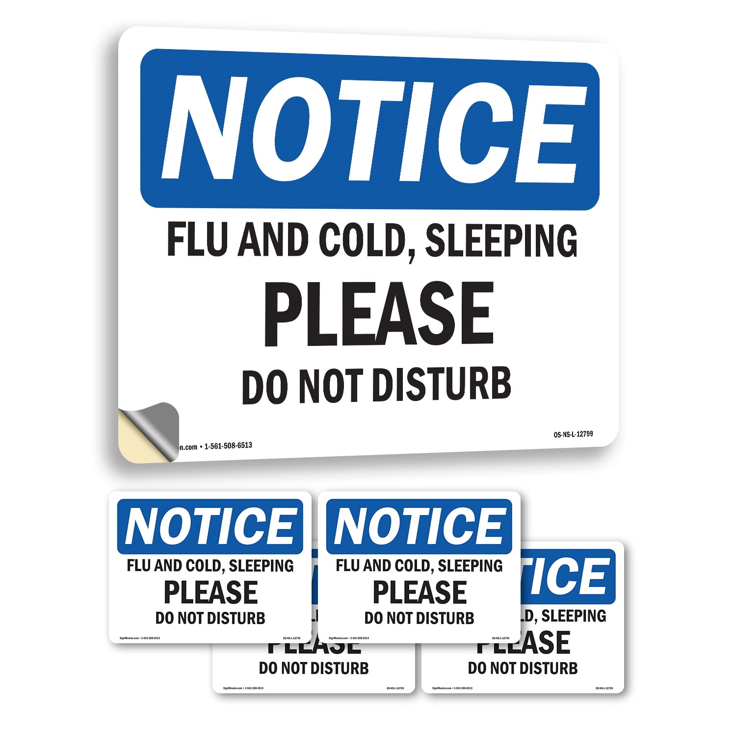 Flu And Cold Sleeping Please Do Not Disturb OSHA Notice Vinyl Decal ...