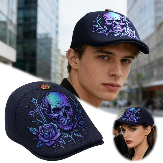 Flu Medicine Rose Newsboy Cap Gothic Embroidery Flat Bill Beret For ...