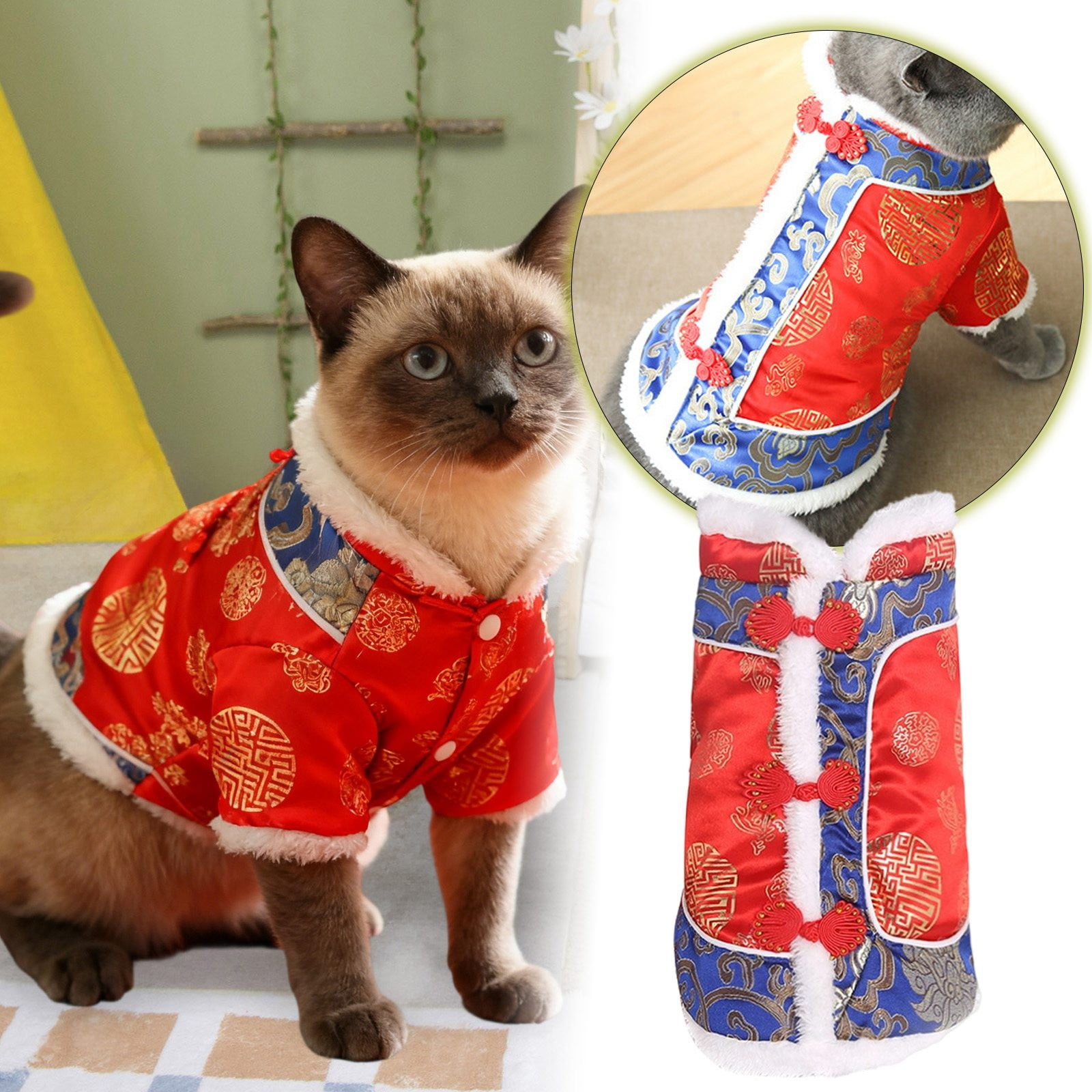 Softsoap Traditional Chinese Tang Cat Costume With Frog Buttons Elegant ...
