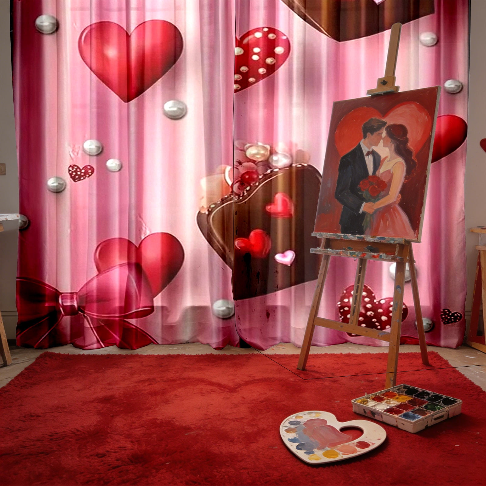 Softsoap Valentine's Day Heart Curtains Curtains Heart Living Room ...