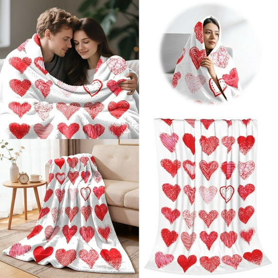 Softsoap Valentine's Day Heart Throw Blanket Cozy Red & Hearts Fleece ...