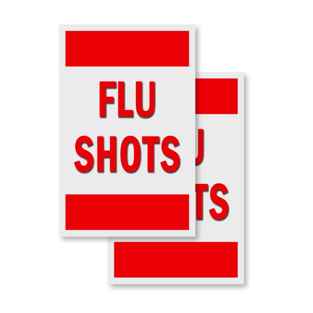Flu Shots (2-PACK) 24" x 36" Vinyl Decals | Sign Insert Peel & Stick ...