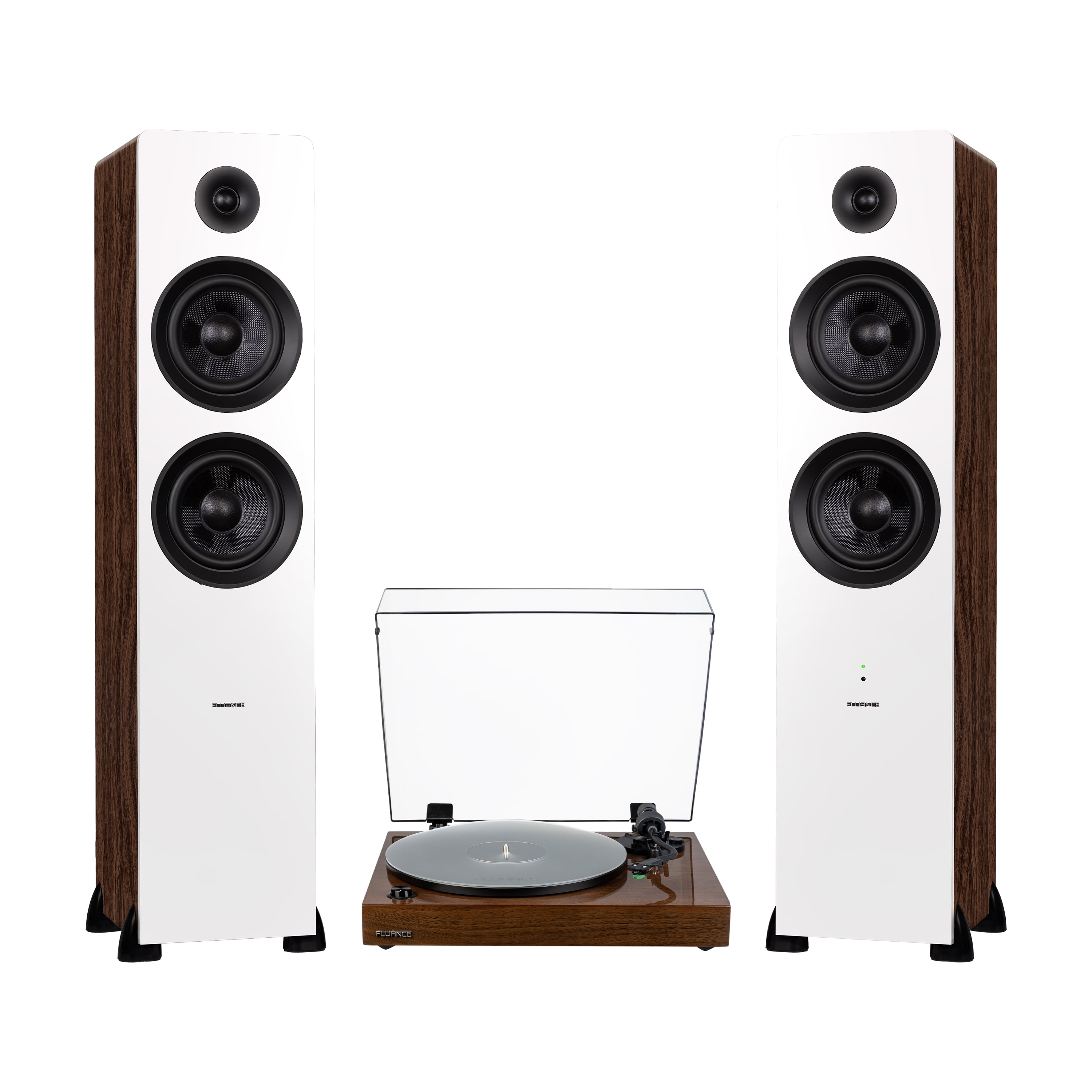 Fluance RT81+ Turntable (Walnut) and Ai81 Tower Speakers (White Walnut ...