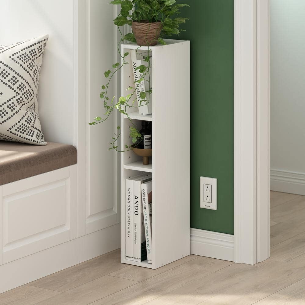 Fluda 31.5 in. Tall White Wood 3-Shelf Space Saving Bookcase - Walmart ...