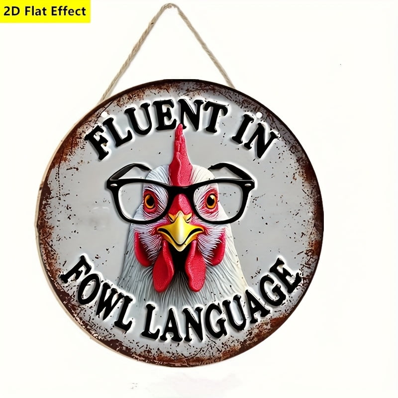 Fluent Poultry Language "Humorous Rooster Signs - Pastoral Style, 7" x7 ...