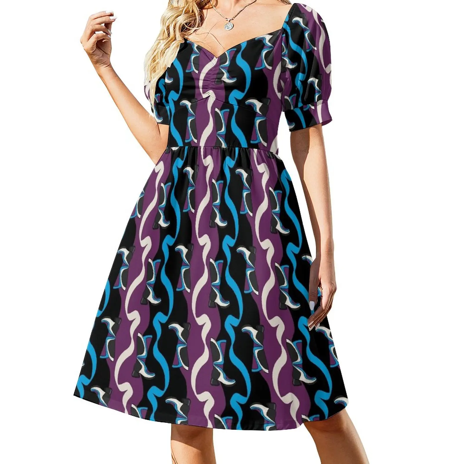 Fluevog Warhol Boot Purple / Blue Sleeveless Dress Women long dress ...