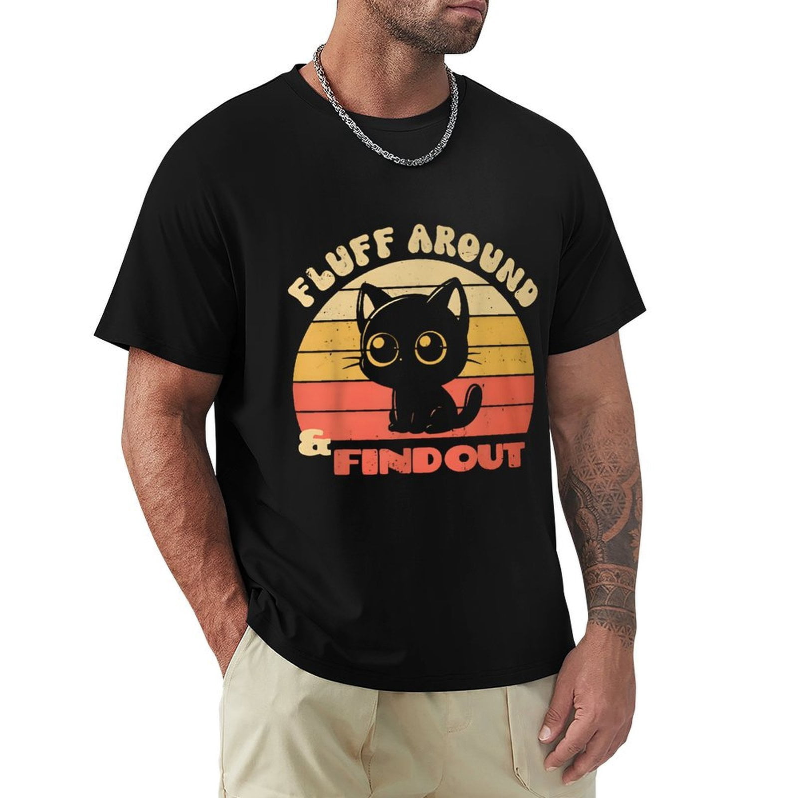 Fluff Around And Find Out Men's Cotton HD Print Short Sleeve T-Shirt ...
