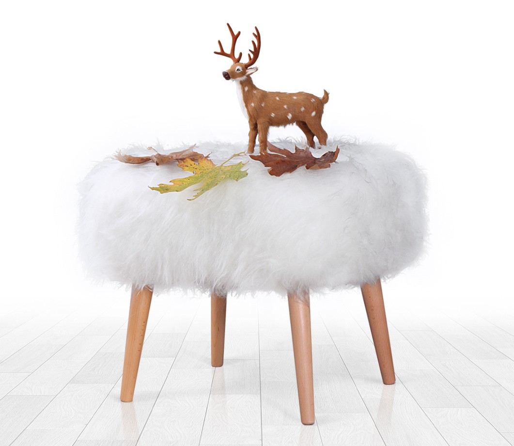 Fluffe - Deer - White Pouffe - Walmart.com