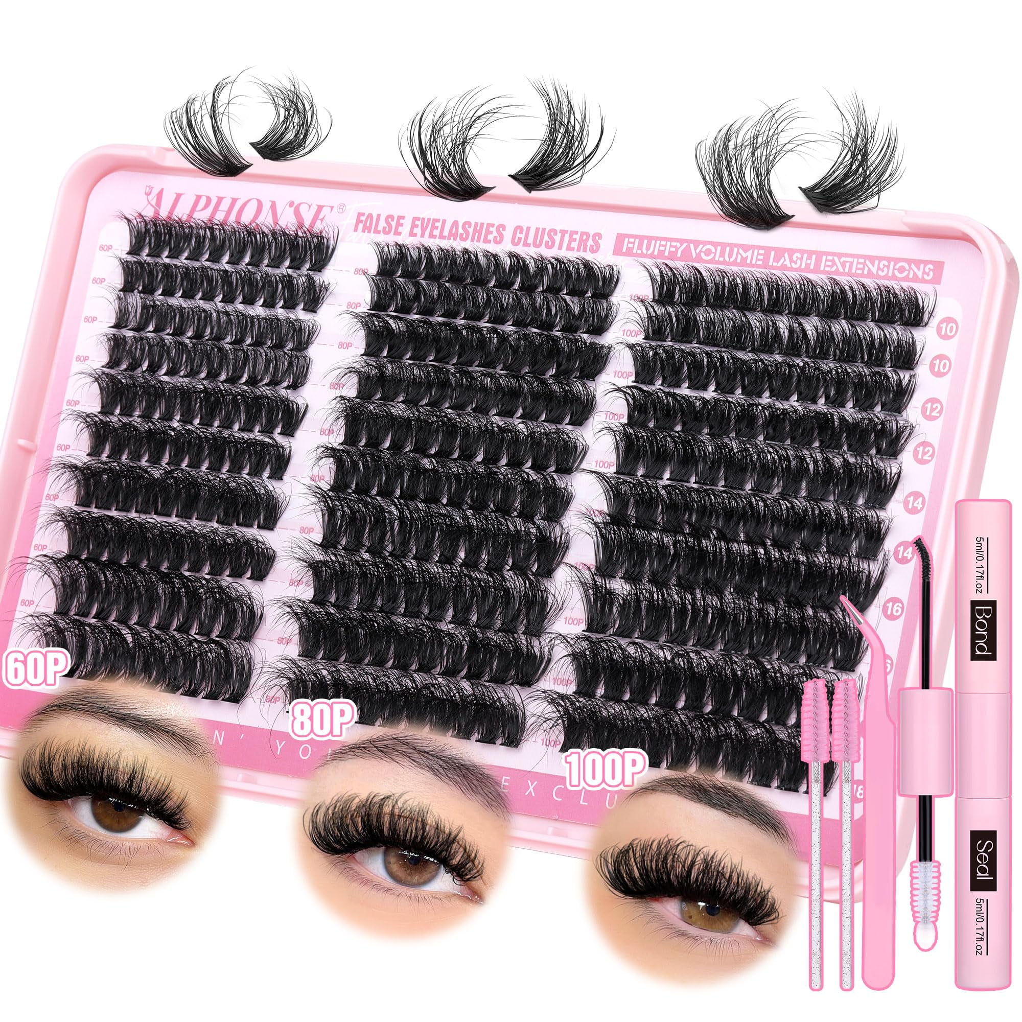 Fluffier Lash Clusters Kit TSF6 300pcs DIY Lash Extension Kit 60D+80D ...