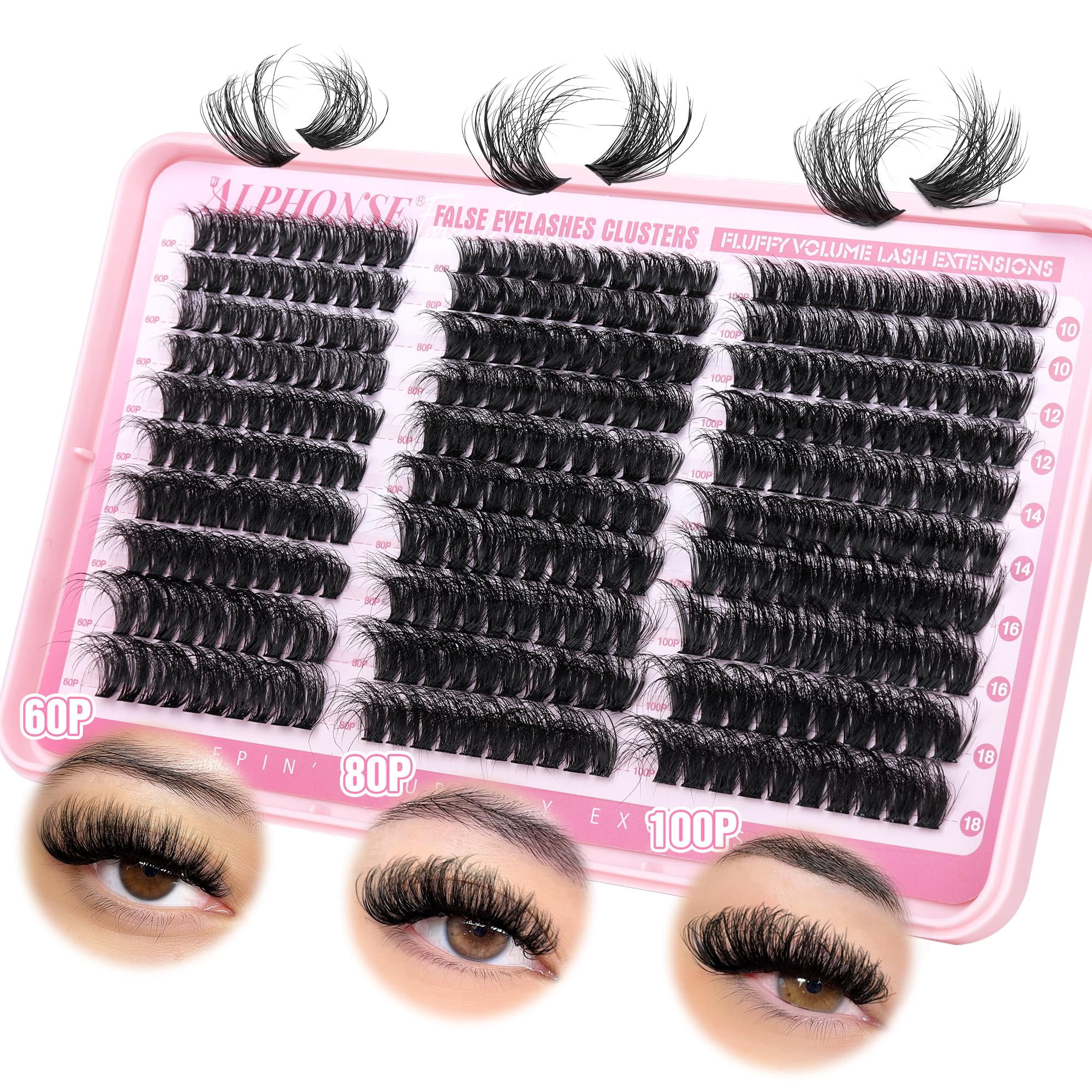 Fluffier Lash Clusters Thick AIF9 Volume Lash Extension 10-18mm Cluster ...