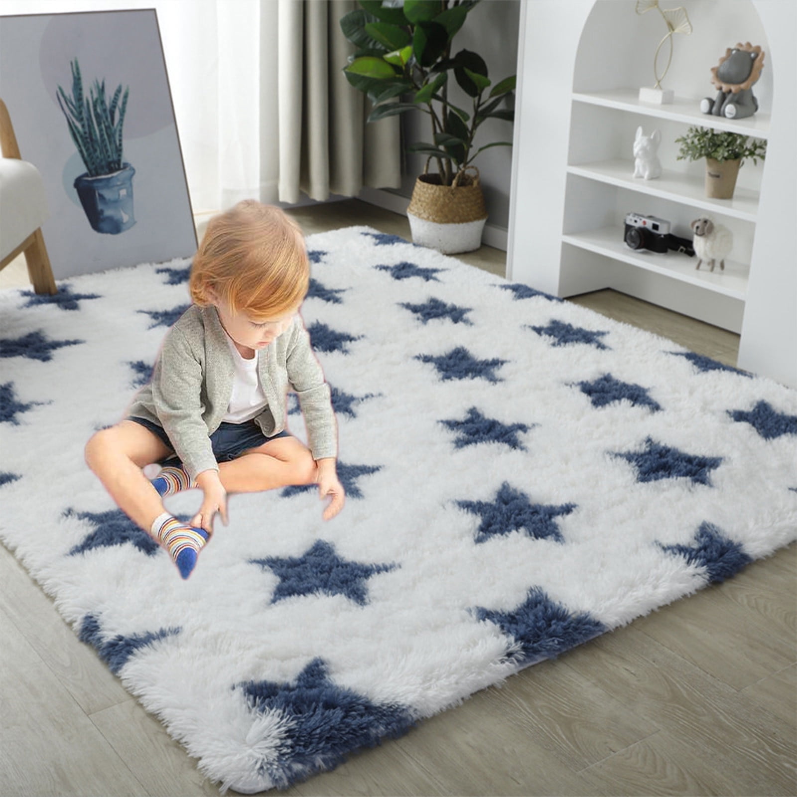 Fluffier Rug - 63in, Shag Plush Throw Rug,Non-Shedding & Easy Care ...