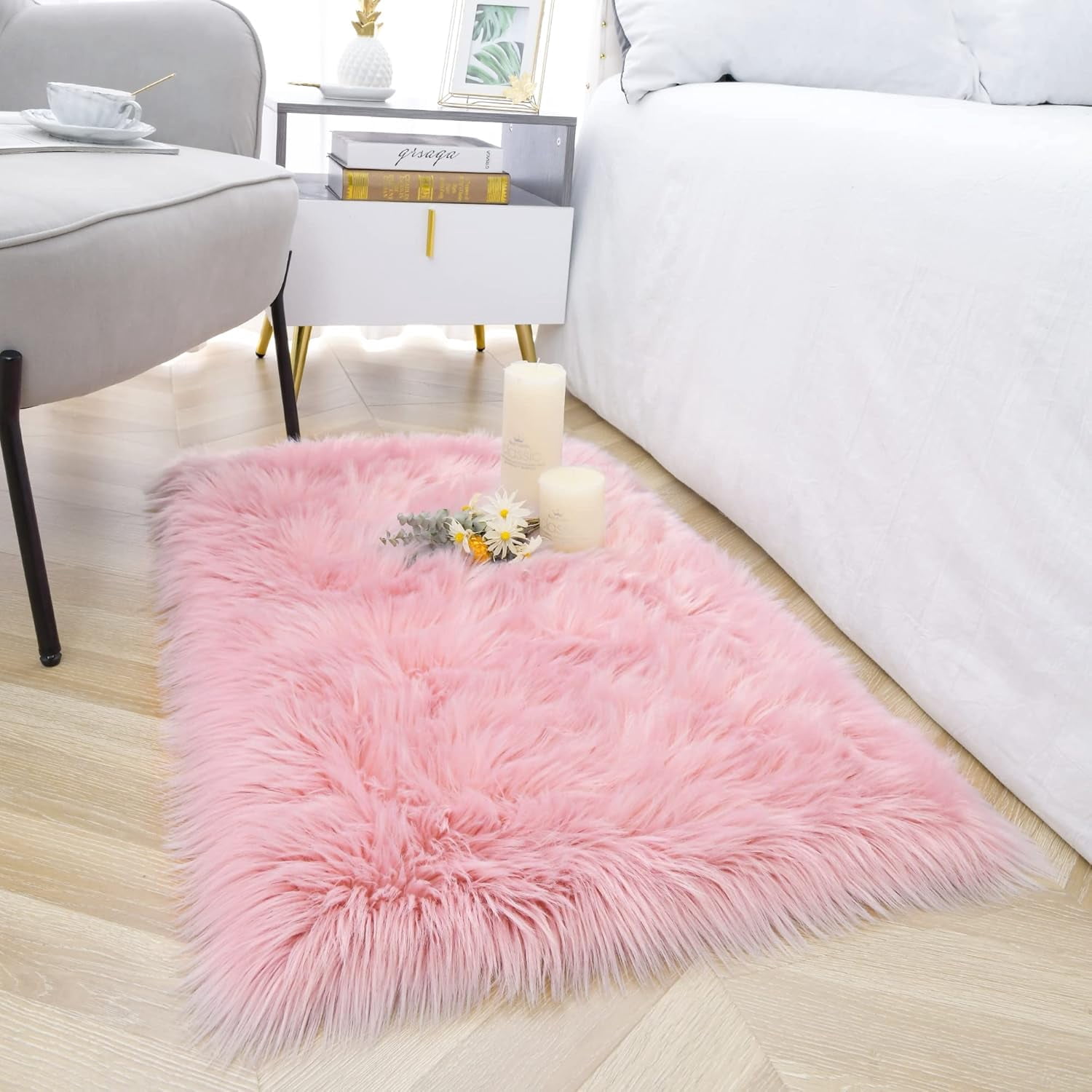 Fluffy 2x3 Faux Rugs, Rugs for Girls,Fuzzy Small Mat Washable,Shaggy ...