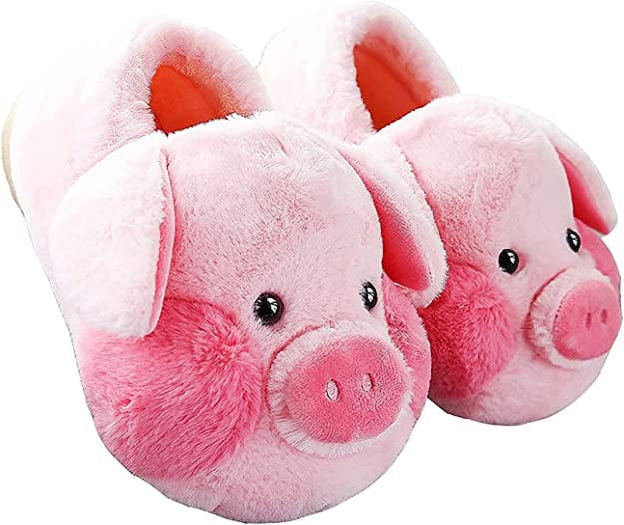 Fluffy Adult Pig Slippers winter warm Cartoon Pig shoes Home fuzzy ...
