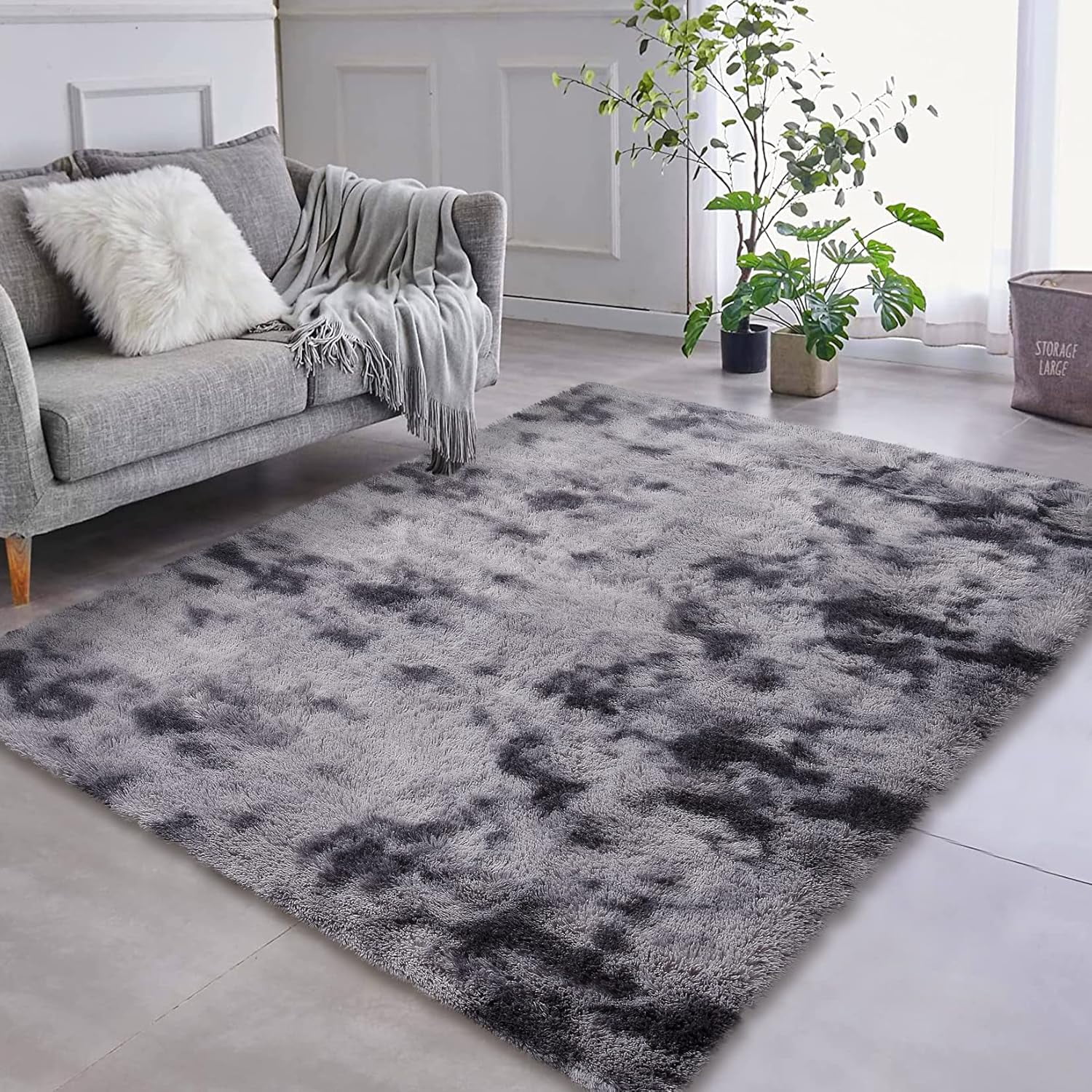 Fluffy Area Rug, Modern Abstract Fluffy Area Rug Indoor Soft Area Rug ...