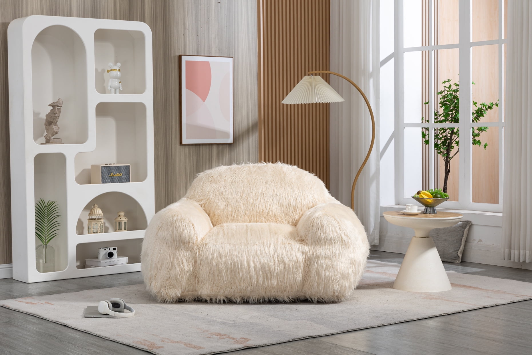 Fluffy Bean Bag Chair, High Density Foam Lazy Sofa for Adults, Teens ...