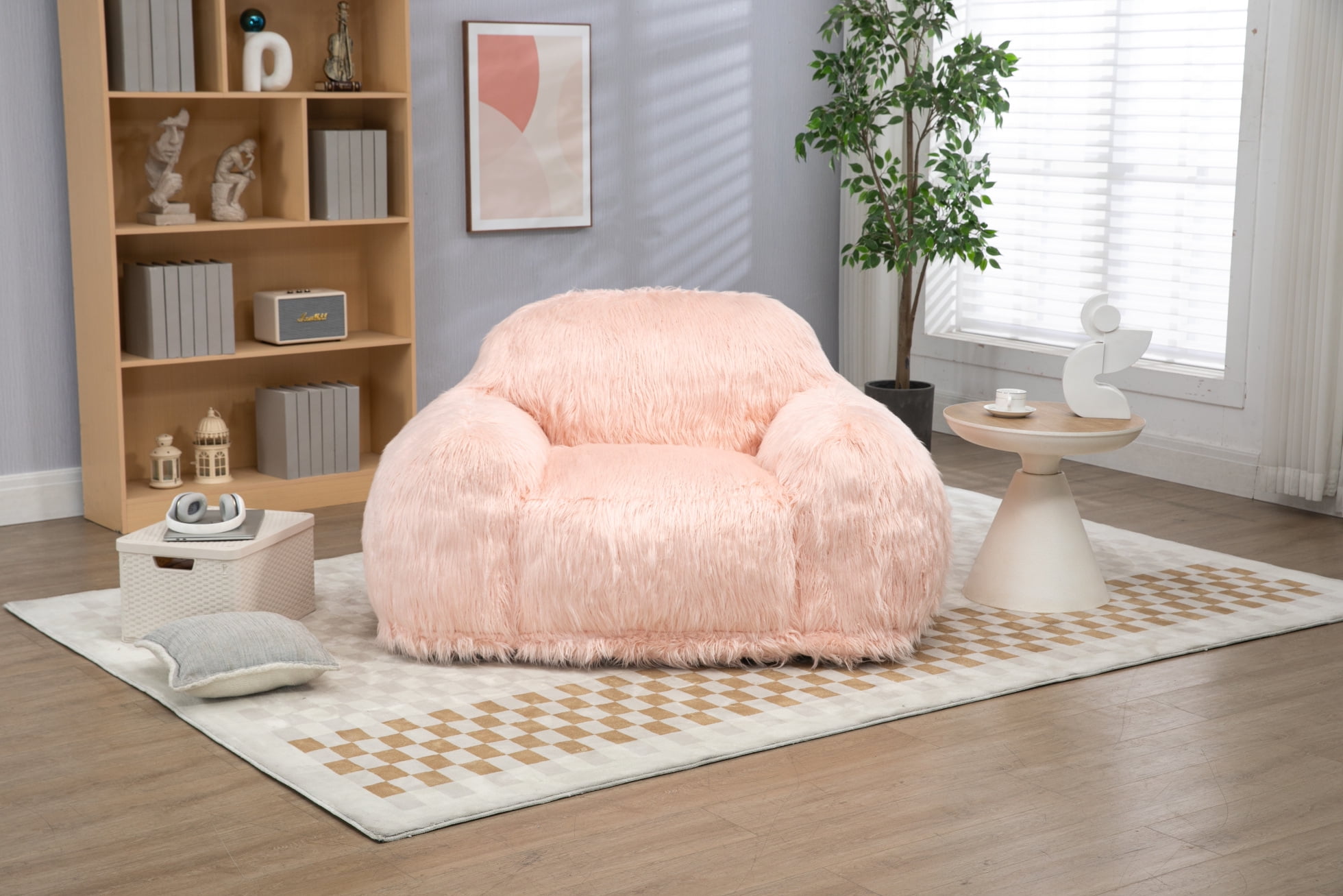 Fluffy Bean Bag Chair, High Density Foam Lazy Sofa for Adults, Teens ...