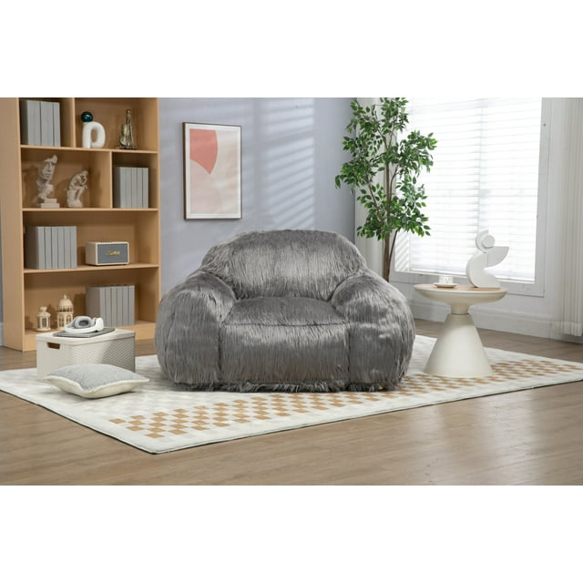 Fluffy Bean Bag Chair, High Density Foam Lazy Sofa for Adults, Teens ...