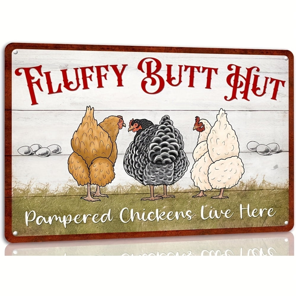 Fluffy Butt Hut Chicken Coop Metal Iron Sign, Personalized DIY Multi ...