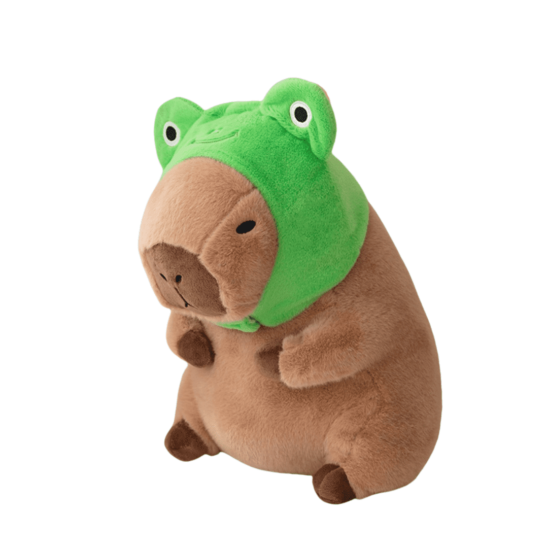 Fluffy Capybara Plush Doll Cute Capybara with Frog Stuffed Toy Stuffed ...