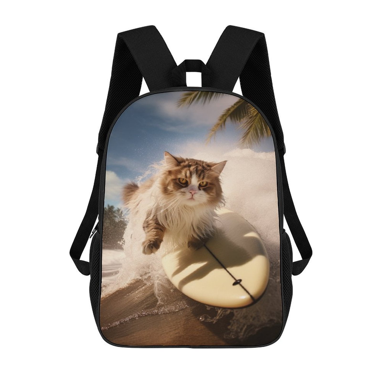 Fluffy Cat Surfing Ocean Wave Fun Backpacks for Backpack for Bookbag ...
