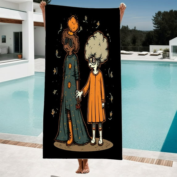 Fluffy Cloud & Dots Pattern Beach Towel - Vibrant Cartoon Design for ...