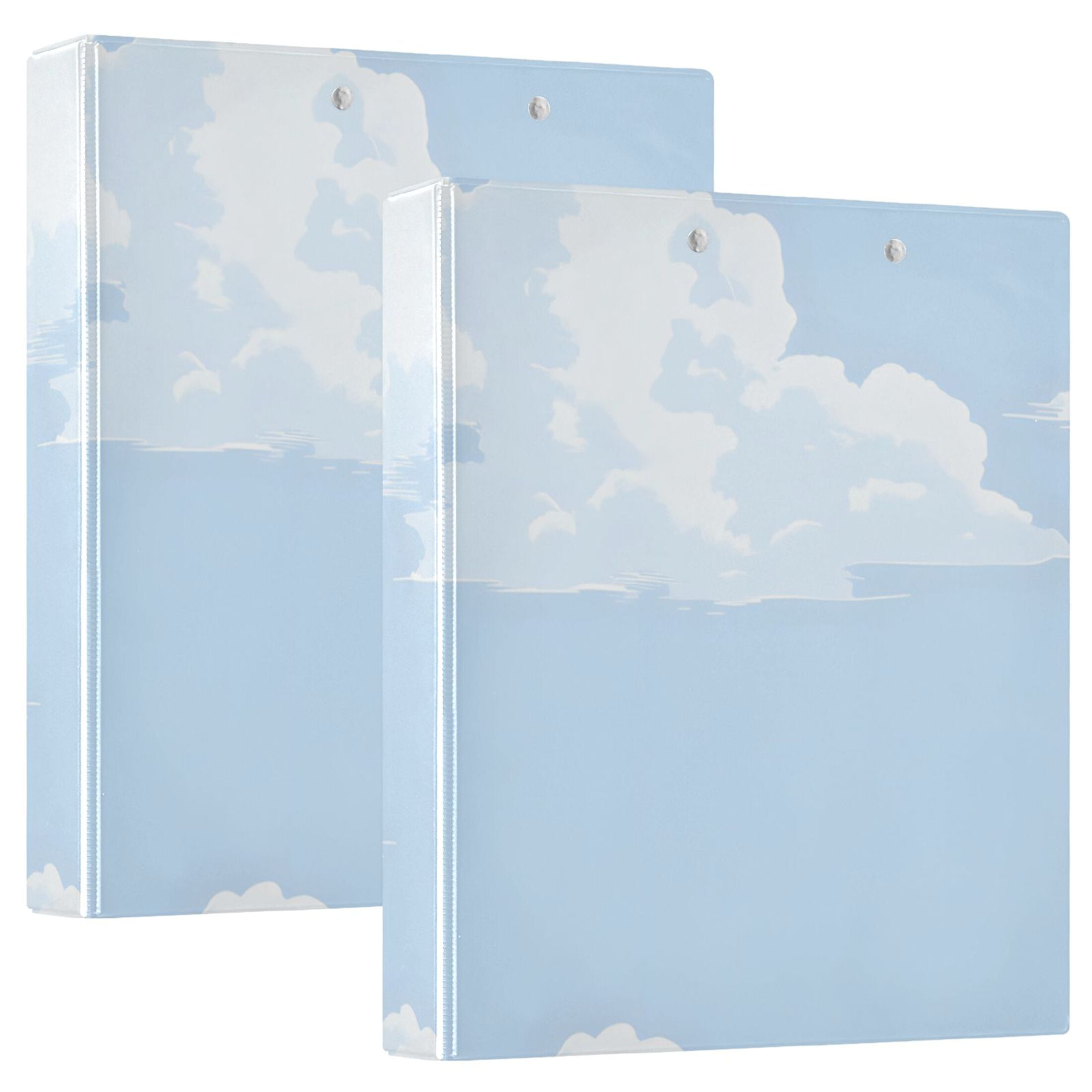 Fluffy Clouds 12.4x10.6in PVC Round Ring Binder, D-Ring 3-Hole, Metal ...