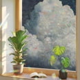 Fluffy Clouds Window Privacy Film, Dark Sky Abstract Nature Stained ...