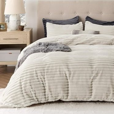 Wajade Plush Duvet Cover Set Fluffy Fuzzy Comforter Cover Set, 1 Duvet ...