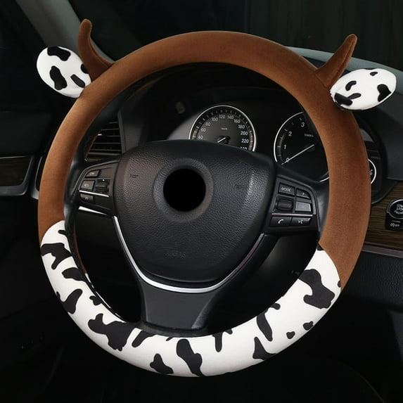 Fluffy Cow Winter Warm Plush Car Steering Wheel Wrap Soft Universal ...