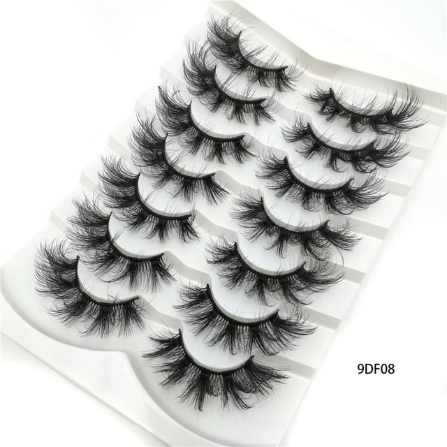 Fluffy Curly Lashes Mink 20MM Natural Look Large Eye Fake Eyelashes Pack, 5D Volume, 7 Pairs ...