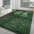 Fluffy Deep Green Area Rug for Bedroom Living Room, 4x6 Feet Super Soft ...