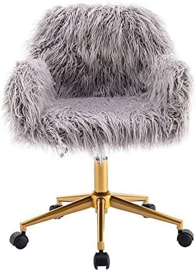 Fluffy Desk Chair Faux Fur Furry Home Office Chair Fuzzy Modern Swivel ...