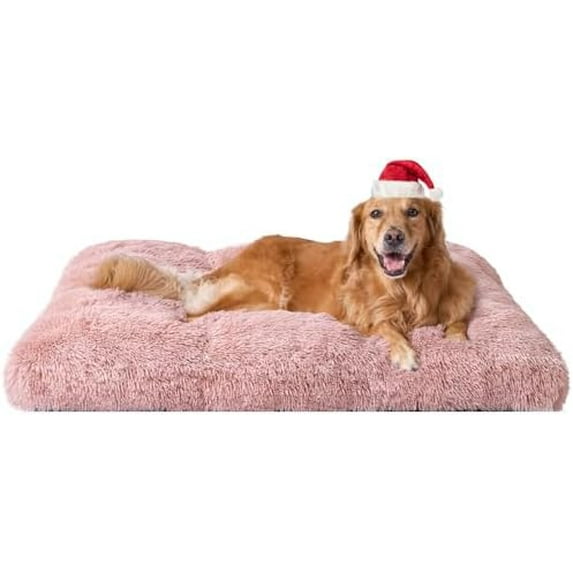 Fluffy Dog Crate Bed for Extra Large Dogs, Plush Faux Fur Crate Pad ...