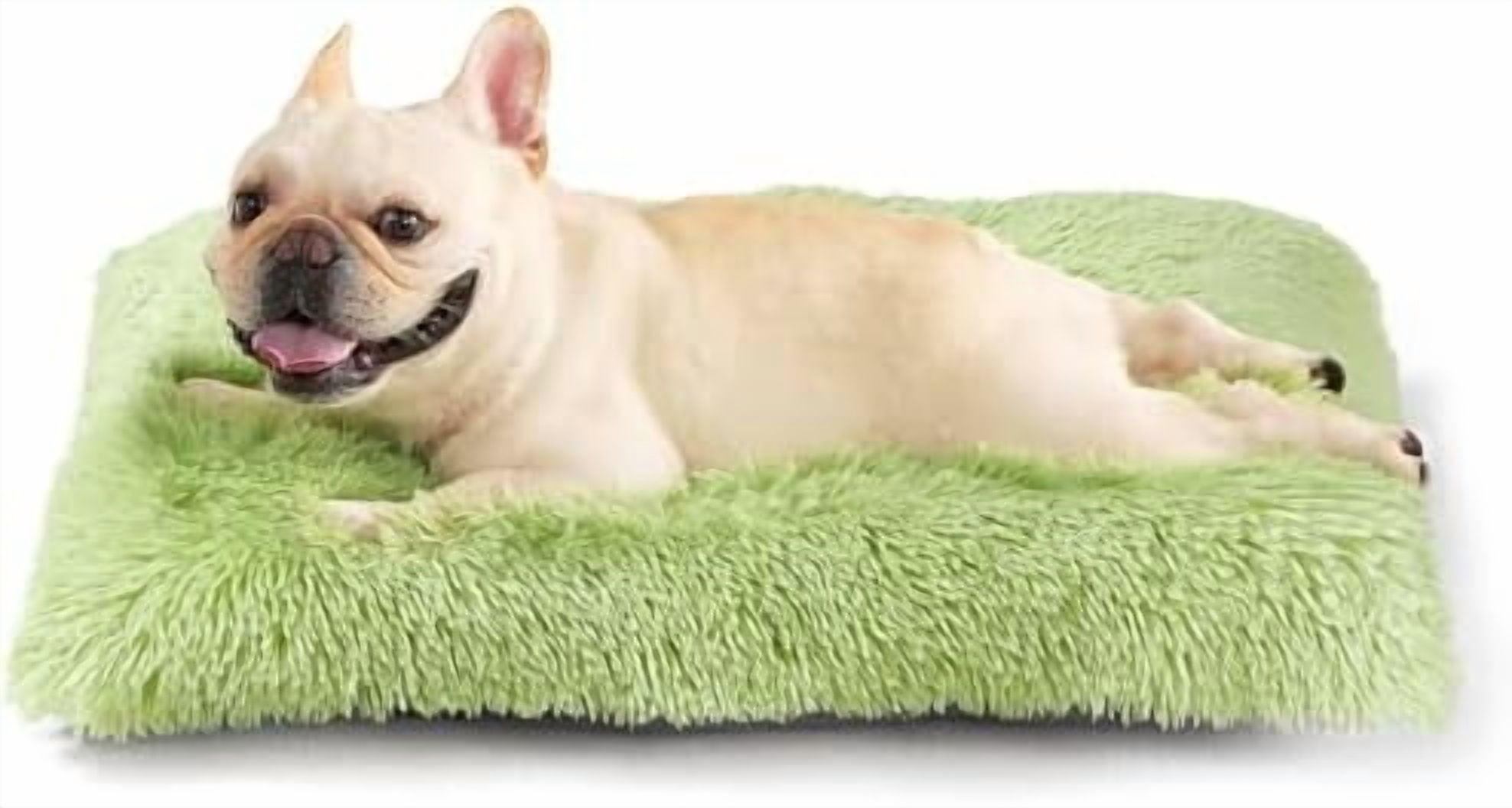 Fluffy Dog Crate Bed for Medium Dogs, Plush Faux Fur Crate Pad, Calming ...