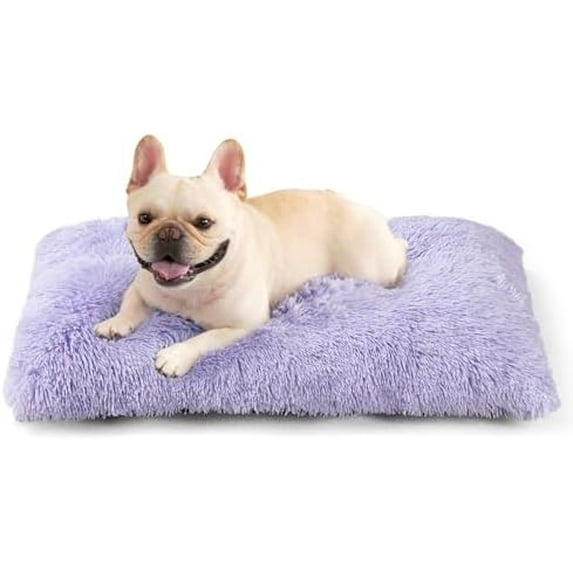Fluffy Dog Crate Bed for Medium Dogs, Plush Faux Fur Crate Pad, Calming ...