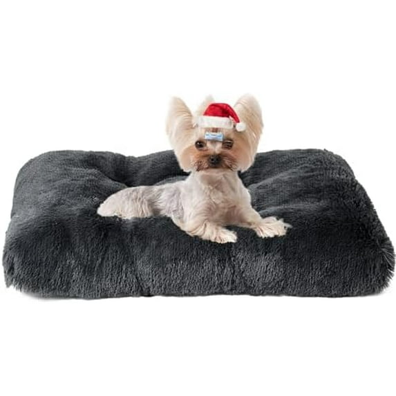 Fluffy Dog Crate Bed for Small Dogs, Plush Faux Fur Crate Pad, Calming ...